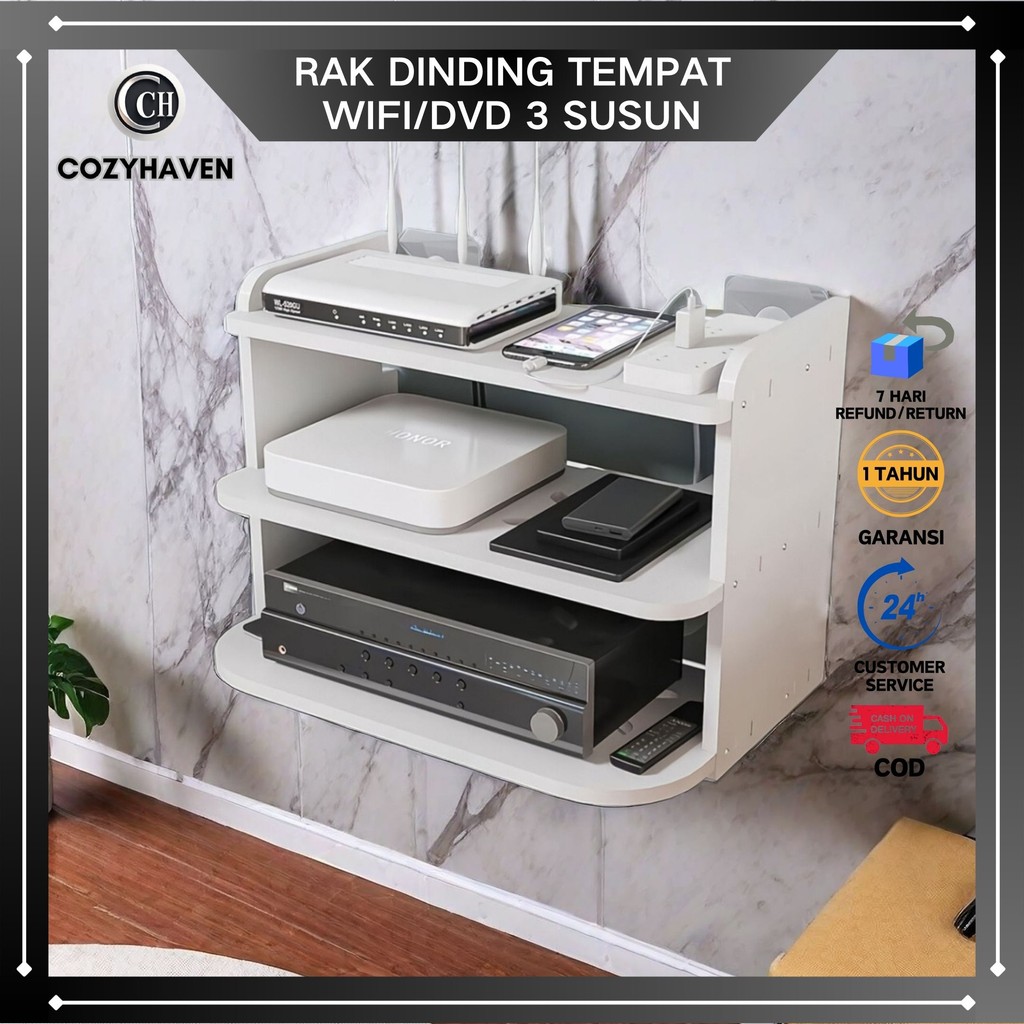 Jual CozyHaven - Rak Dinding 3 Susun Rak Wifi Serbaguna Untuk Router ...