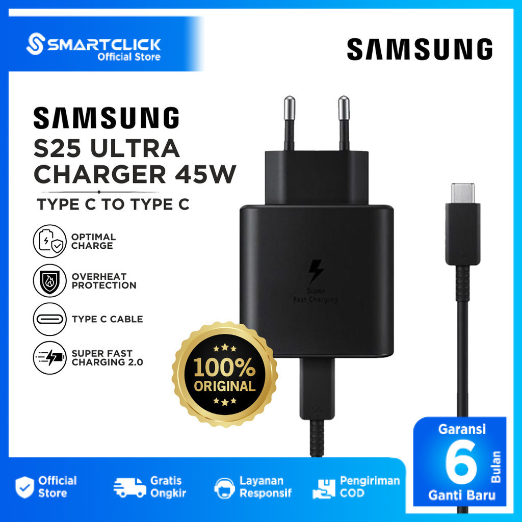 Jual Charger Samsung S25 Ultra Super Fast Charging 45W Type C to Type C ...