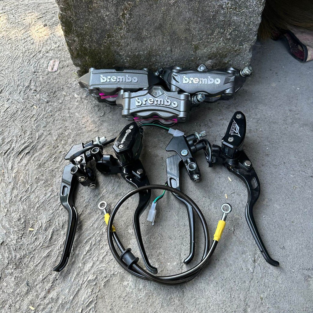 Jual master rem set selang rem TAD hitam set kaliper Brembo 4p kaliper ...