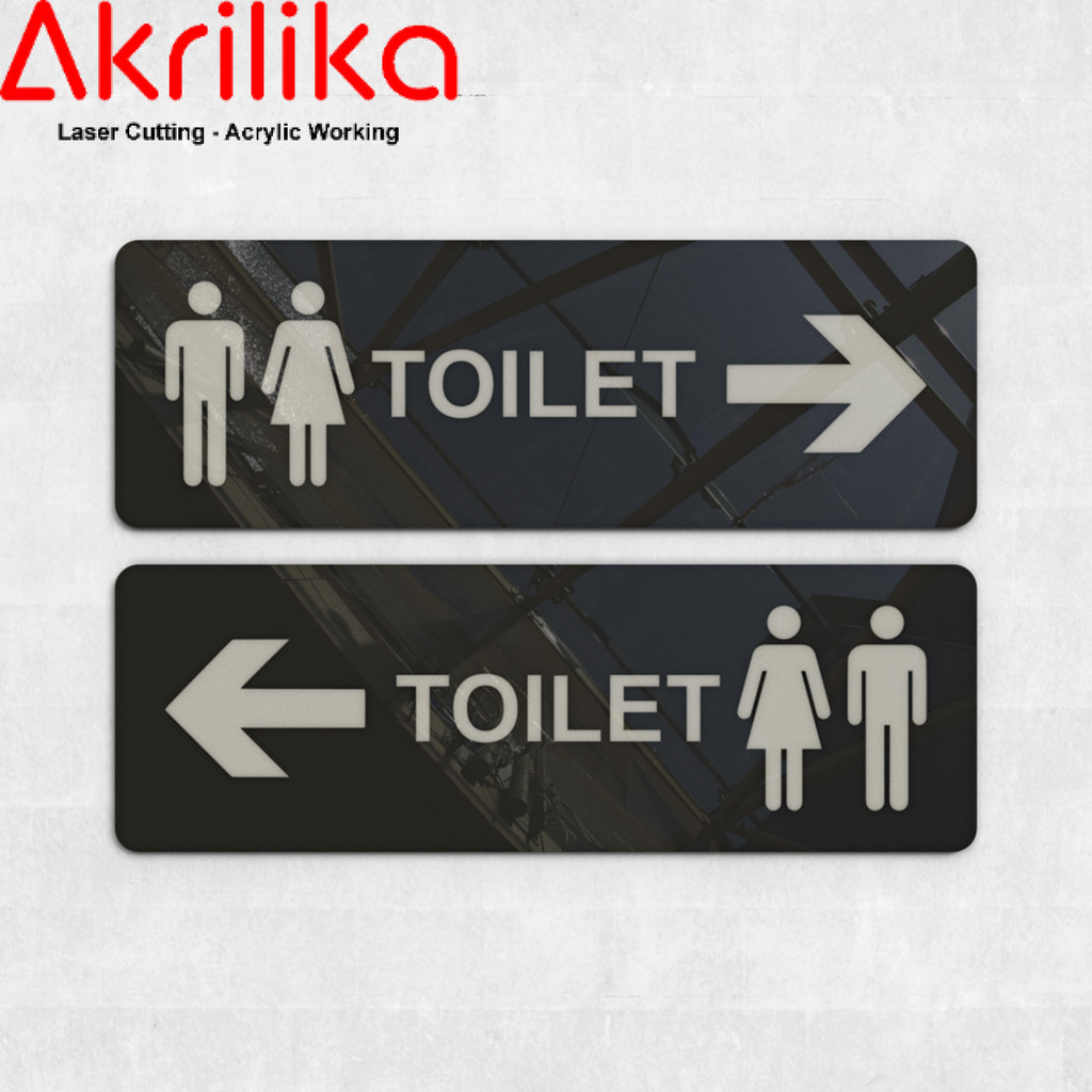Jual AKRILIK SIGN/PETUNJUK ARAH TOILET KANAN/KIRI 30X10CM CUSTOM WARNA ...