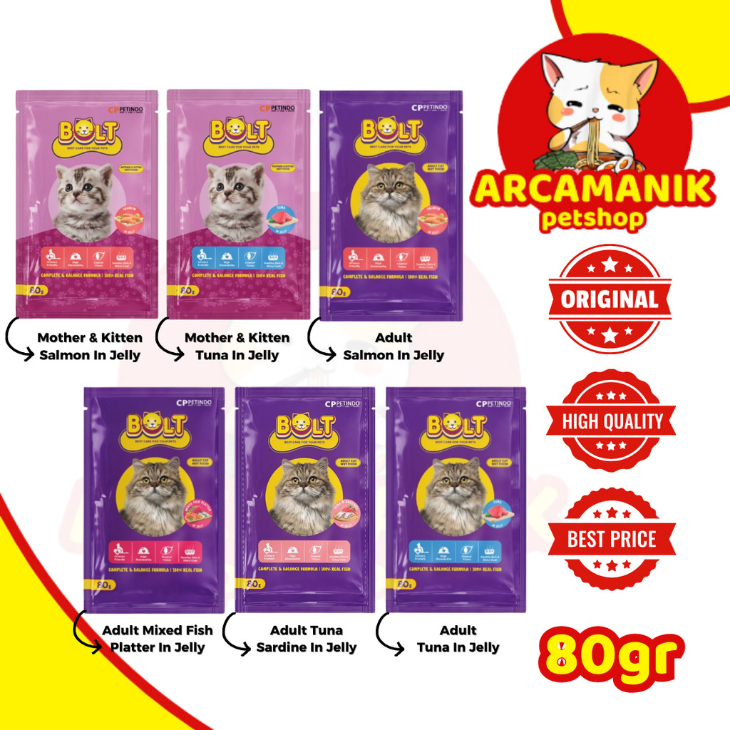 Jual BOLT CAT POUCH 80 GR Makanan Kucing Basah Bolt Pouch 80 Gr All ...