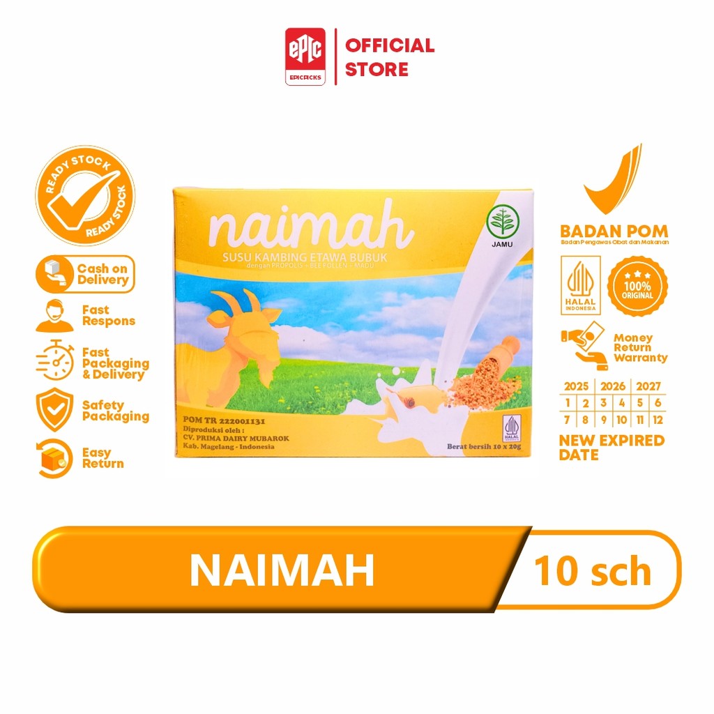 Jual susu kambing naima etawa propolis bee pollen 1 box isi 10 sachet ...