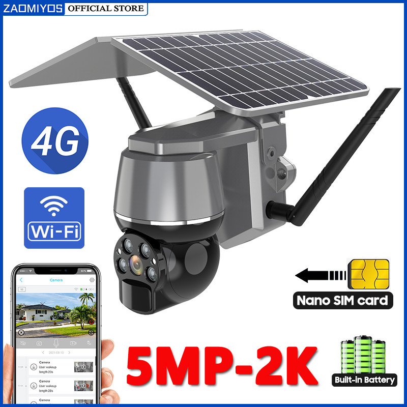 Jual 5MP 4G SIM Card Solar Camera Built-in Battery Outdoor IP Camera ...