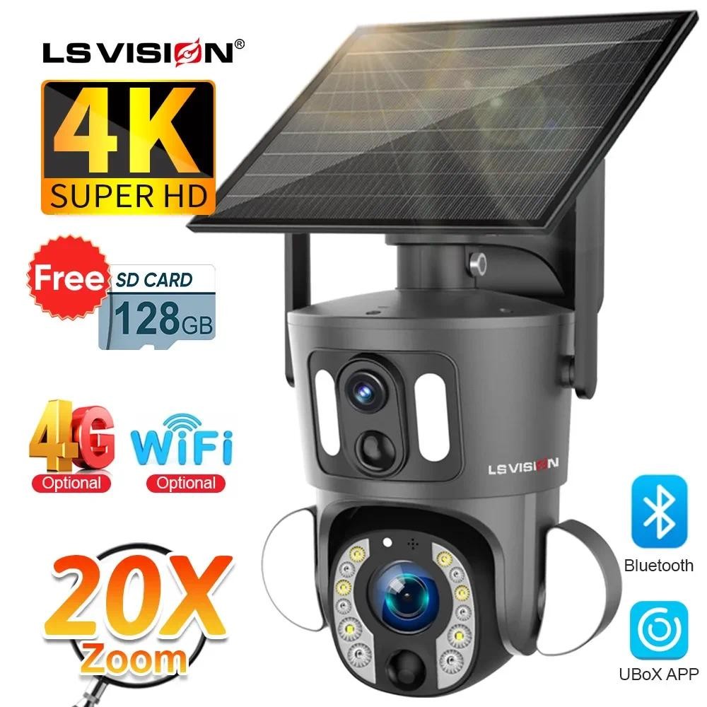 Jual LS VISION 4K 20X Optical Zoom Dual Screen Solar Camera Outdoor 8MP 4G/WiFi PTZ Dual PIR ...