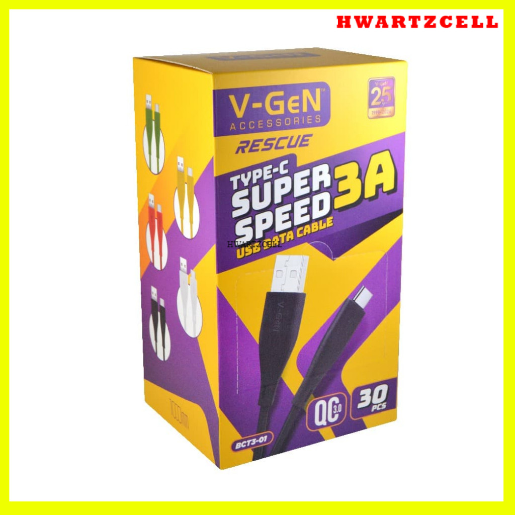 Jual [HWARTZ] Kabel Data Type C V-GeN BCT3-01 Fast Charging 3A 1 Box ...