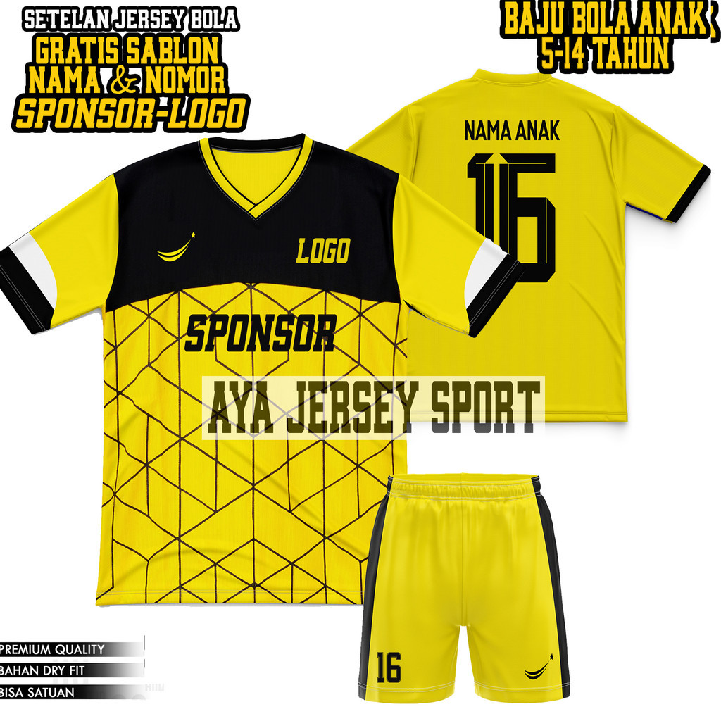 Jual free sablon Nama Nomor logo sponsor setelan baju bola jersey anak ...