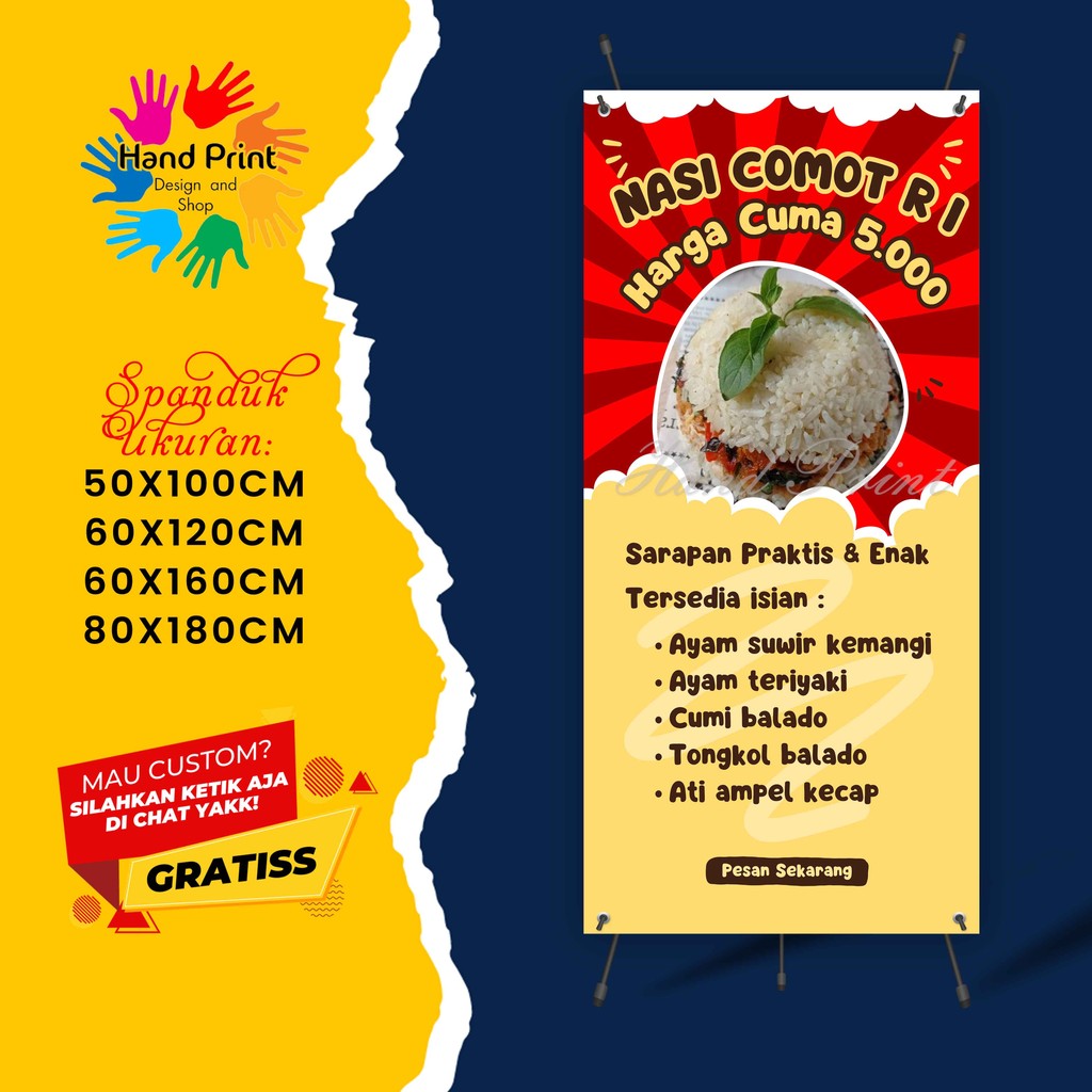Jual Cetak Spanduk Banner Nasi Comot Aneka Menu MMT Spanduk Custom ...