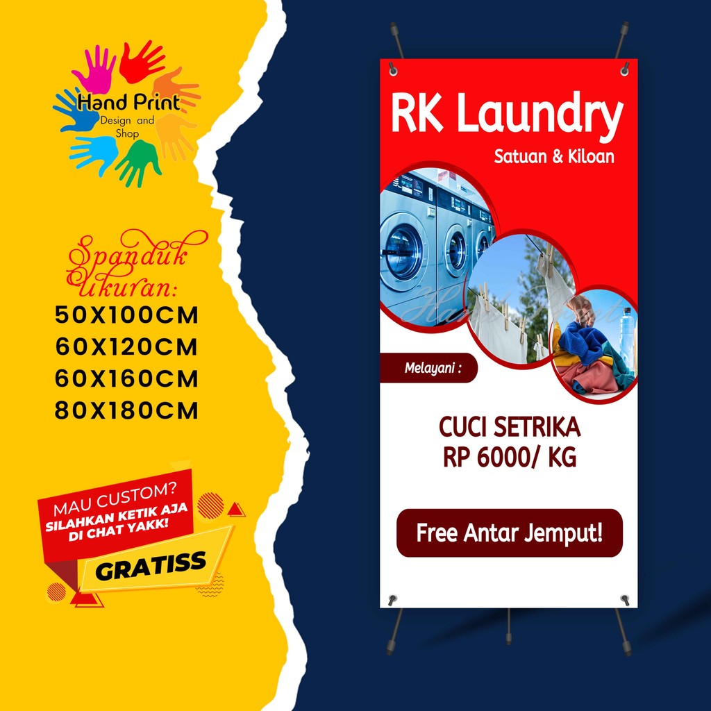 Jual Cetak Spanduk Banner Laundry Satuan & Kiloan Merah MMT Spanduk ...