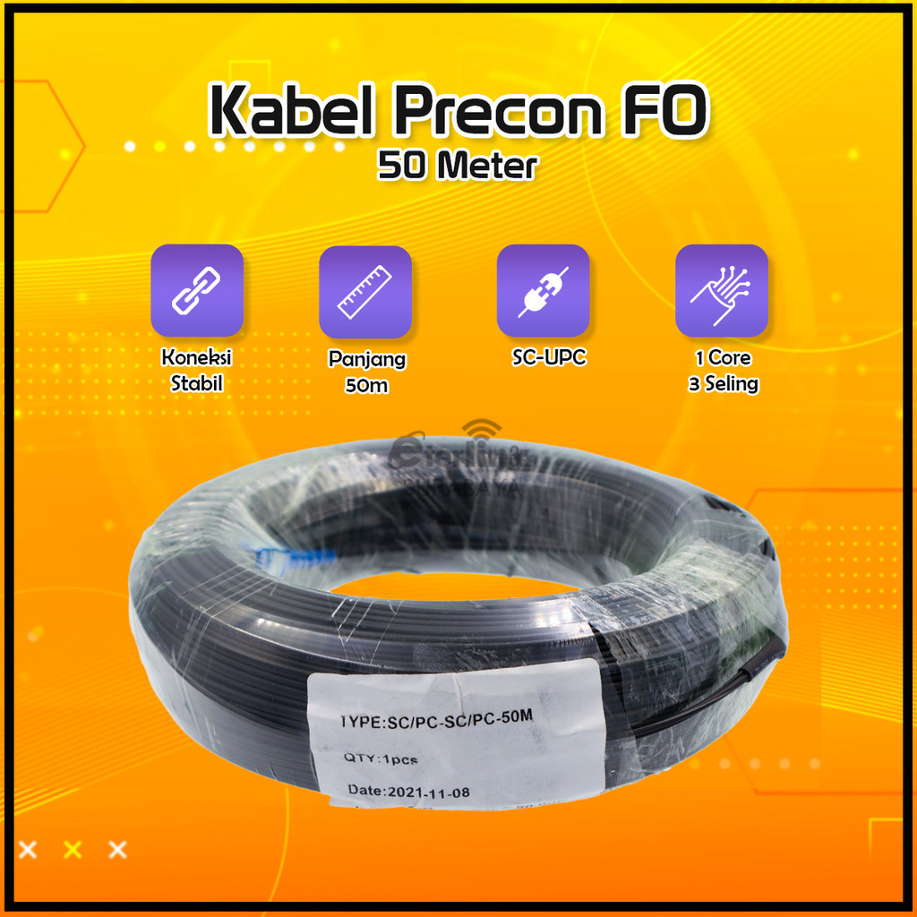 Jual BARU!!! Kabel Drop Core Fiber Optik/Kabel Precon FO 100M/50M Meter ...