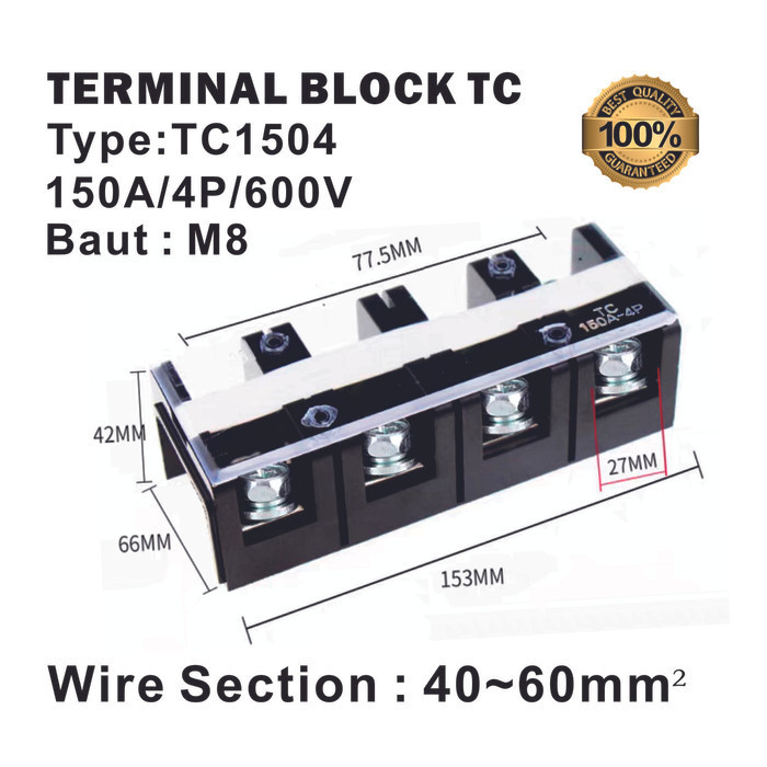 Jual TERMINAL BLOCK TC 1504 (150A 4Pole) BEST QUALITY | Shopee Indonesia