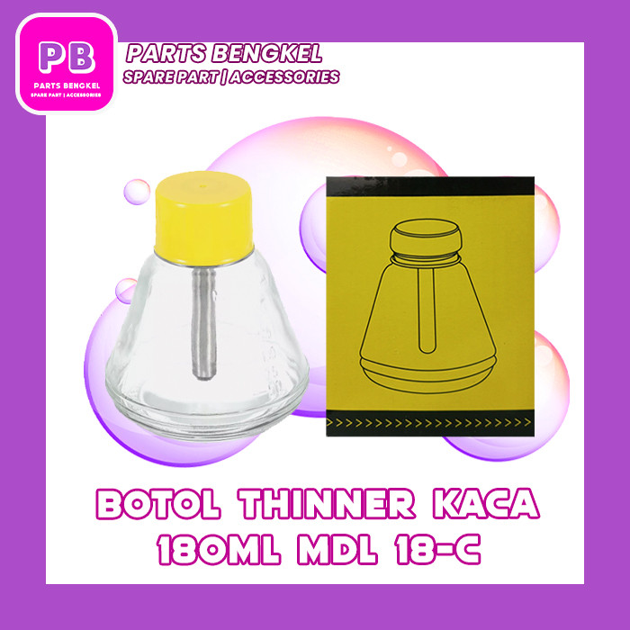Jual BOTOL THINNER / TEMPAT THINNER KACA UKURAN 180 ML MODEL 18-C | Shopee Indonesia