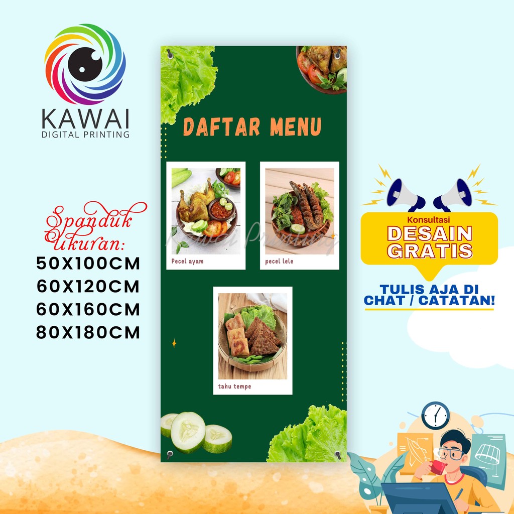 Jual SPANDUK / BANNER Jualan Aneka Makanan Warteg Hijau Design Outdoor ...