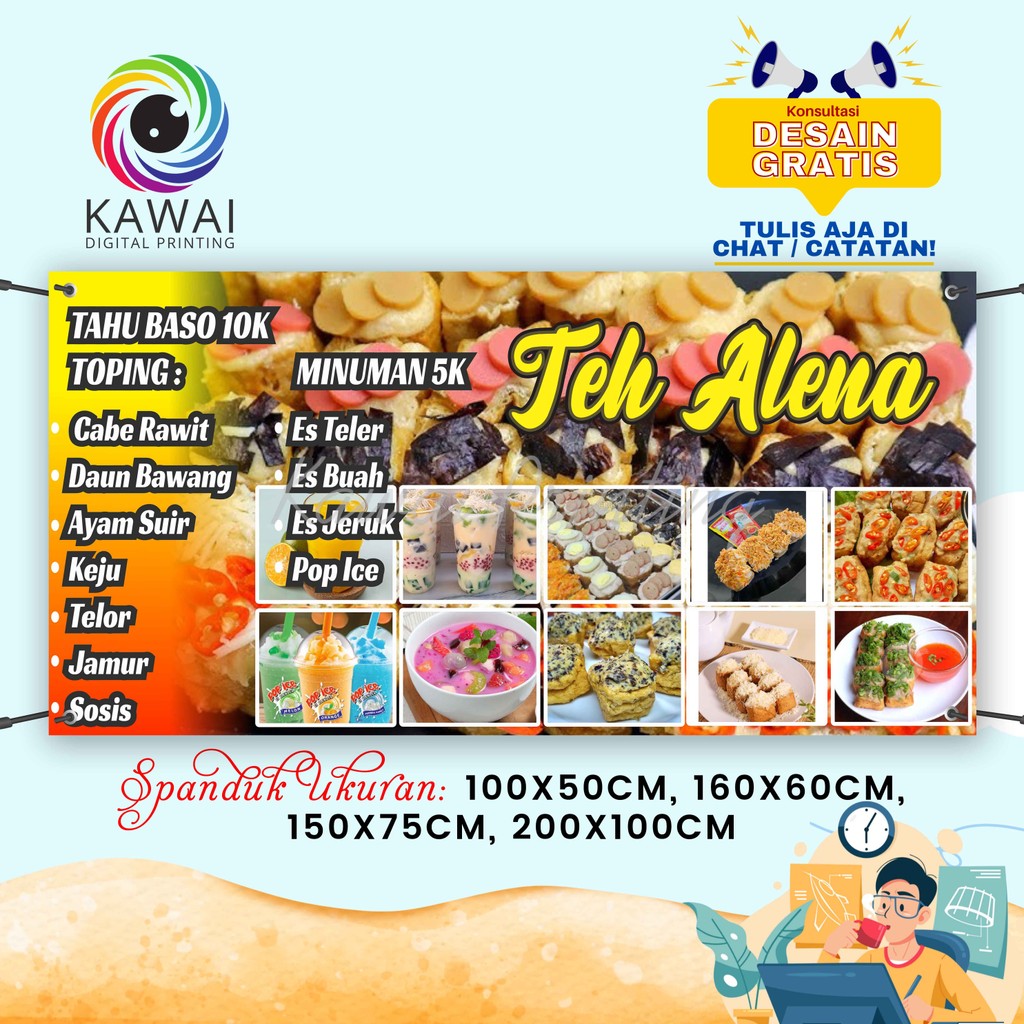 Jual Spanduk Banner MMT Tahu Bakso Toping Dan Aneka Es Rekuest 200x100 Cm | Shopee Indonesia