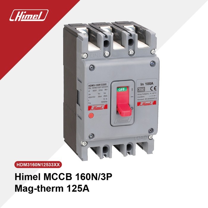 Jual ORIGINAL HIMEL MCCB 3 Pole Phase 125A 160N/3P Mag Therm ...