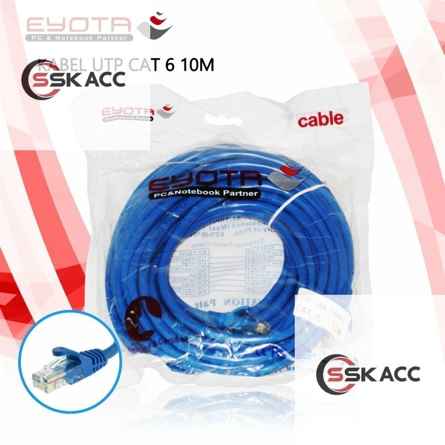 Jual Kabel Lan Cat6 10m / Cable UTP 10 m / Kabel Cat 6 Pabrikan 10meter SSKACC-KOMPUTER | Shopee ...