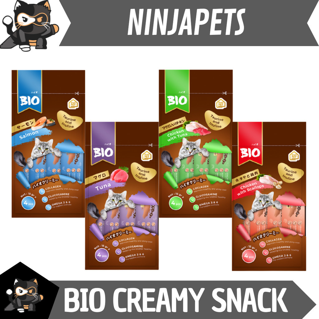 Jual BIO CREAMY SNACK KUCING | TUNA CHICKEN SALMON SCALLOP | Shopee ...