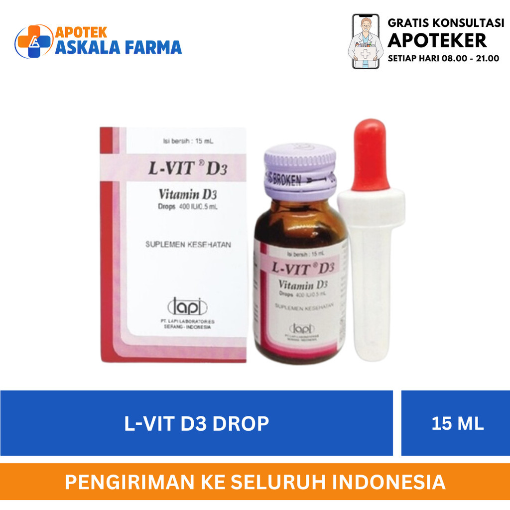 Jual L-Vit D3 Drops 400 IU 1 Botol - Vitamin D3 Untuk anak dan dewasa | Shopee Indonesia