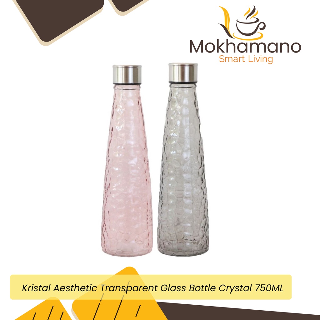 Jual Botol Kaca Bulat Bening Kristal Aesthetic Transparent Glass Bottle ...