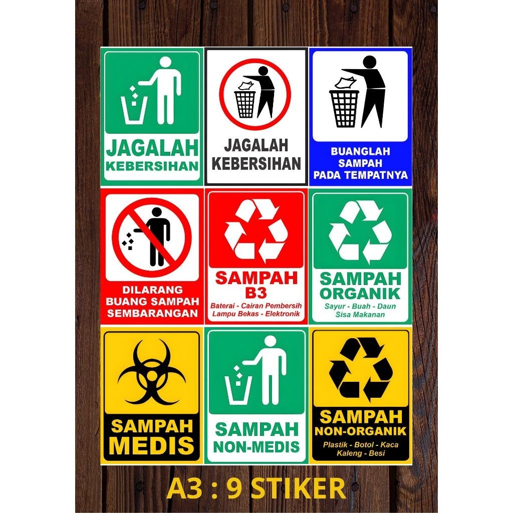 Jual STIKER TEMPEL SAMPAH ORGANIK, NON ORGANIK, SAMPAH MEDIS, STIKER ...