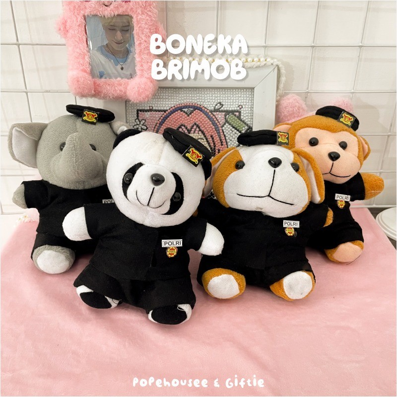 Jual Boneka Profesi Brimob 15Cm Gajah Monyet Panda Anjing Hadiah Kado ...