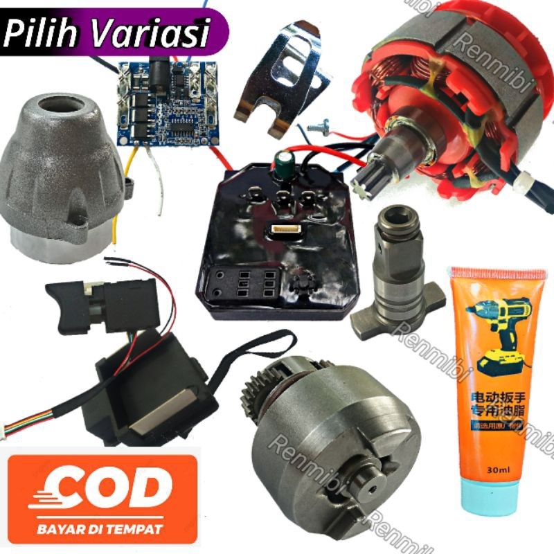 Jual sparepart impact wrench dinamo motor saklar trigger gear box ...
