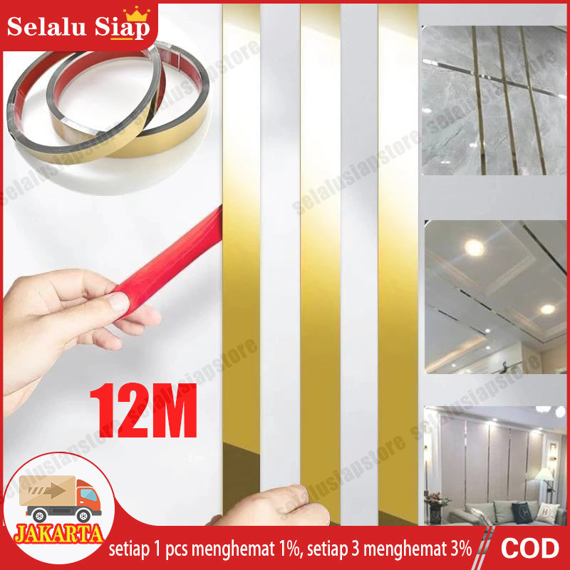 Jual 12M List Plat Strip Mirror Gold / Stainless SS201 Steel Flat ...