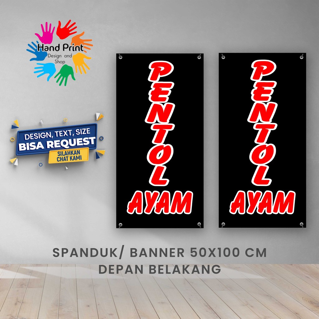 Jual Spanduk Banner Pentol Ayam Gratis Memesan Desain Sepasang | Shopee ...