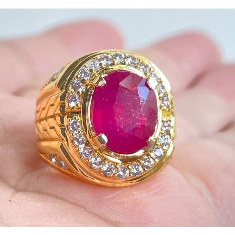 Jual BATU CINCIN AKIK PERMATA RUBY CUTTING ASLI NATURAL RING PERAK BANGKOK 926 SIAP PAKAI ...