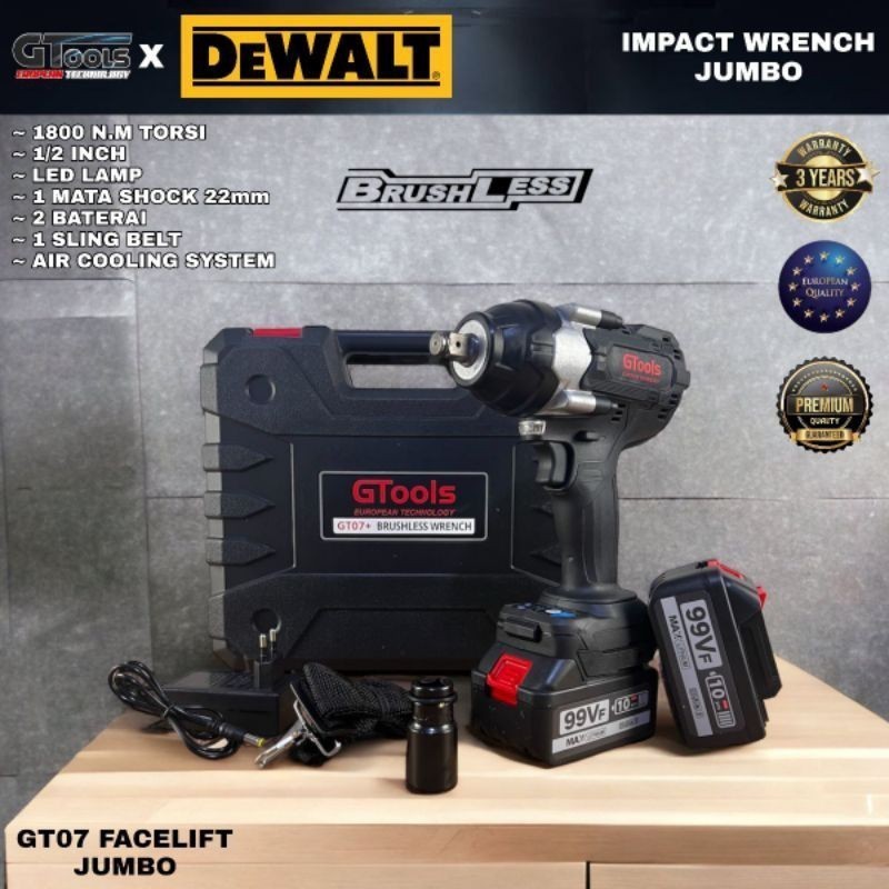 Jual Impact wrench JUMBO 99v GTOOLS EROPA GT07 FACELIFT 1800NM jumbo truck mesin pembuka baut ...