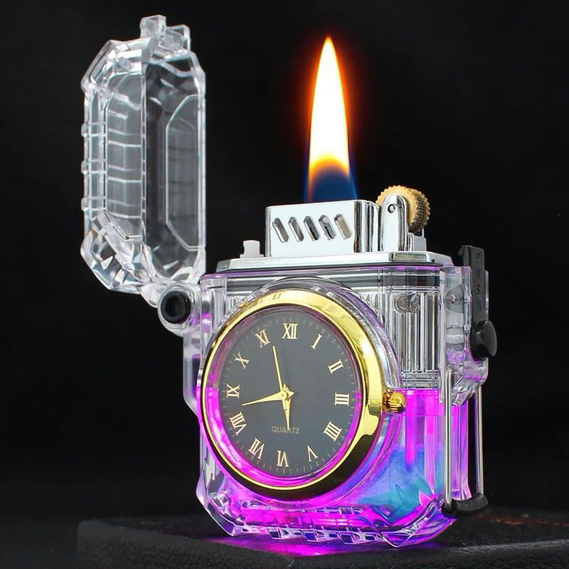 Jual FREE MINYAK !! KOREK API JAM TABUNG TRANSPARAN LED KOREK API ISI ...