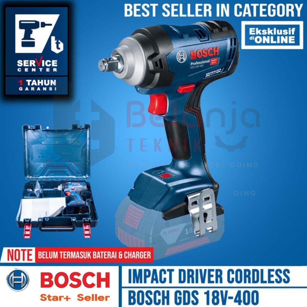 Jual Bosch Impact Wrench Cordless GDS 18V-400 Pembuka Baut Baterai 18 V ...