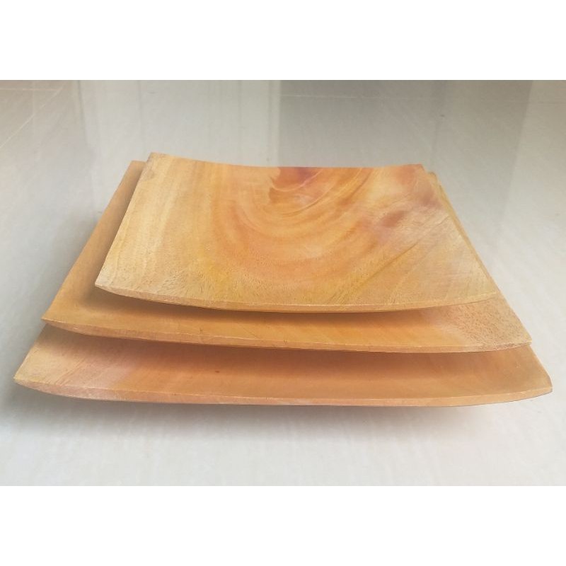 Jual Piring lesmet set 3 ukuran kayu mahoni/ Piring makan saji cafe ...