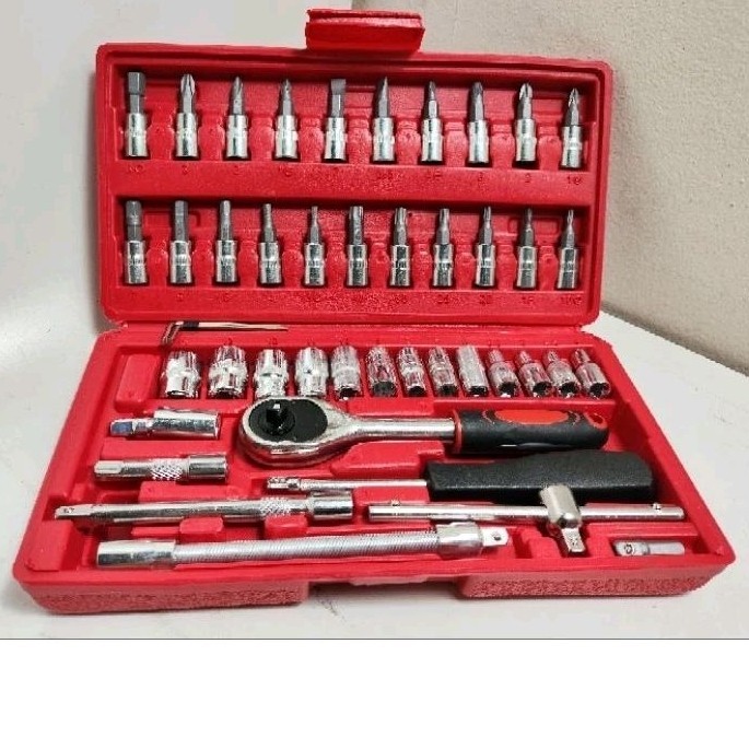 Jual Set Kunci Shock 46 Pcs 1/4 Socket + Obeng Socket Set 46 Pcs Sock ...