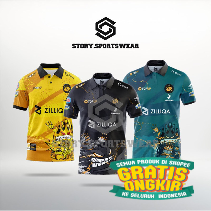 Jual Jersey RRQ terbaru 2024 S13 Kerah Kancing ( Hitam, Hijau Tosca ...
