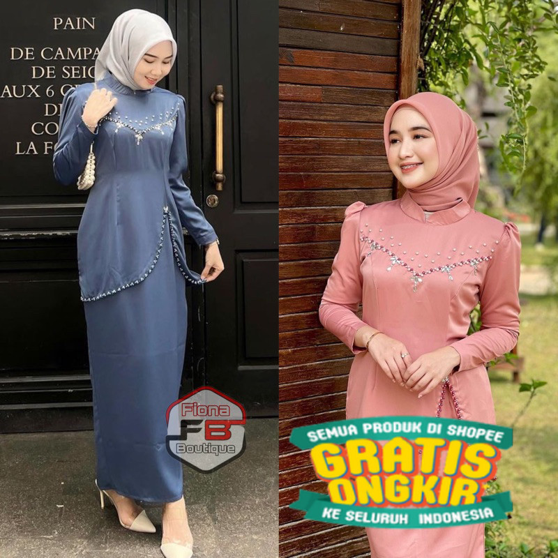 Jual NEW Oneset Felicya Baju Kurung Melayu Dress Pesta Setelan Wanita Baju Kondangan Kekinian ...