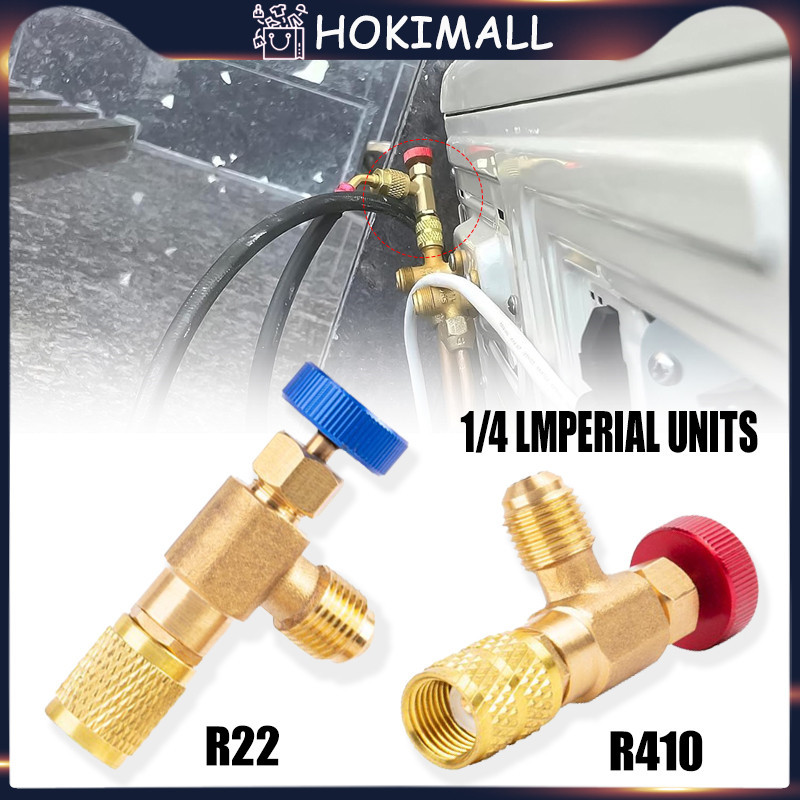 Jual Charging Valve R410 1/4" R22 Adapter Quick Connect Air Conditioning Refrigerant | Shopee ...