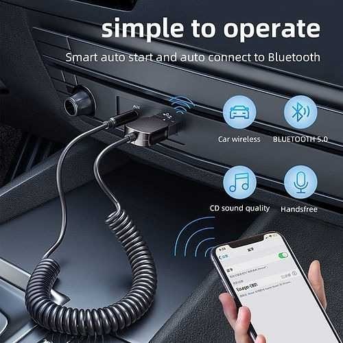 Jual ESSAGER Audio Bluetooth Receiver Adapter 5.0 USB AUX Spring Wire ...