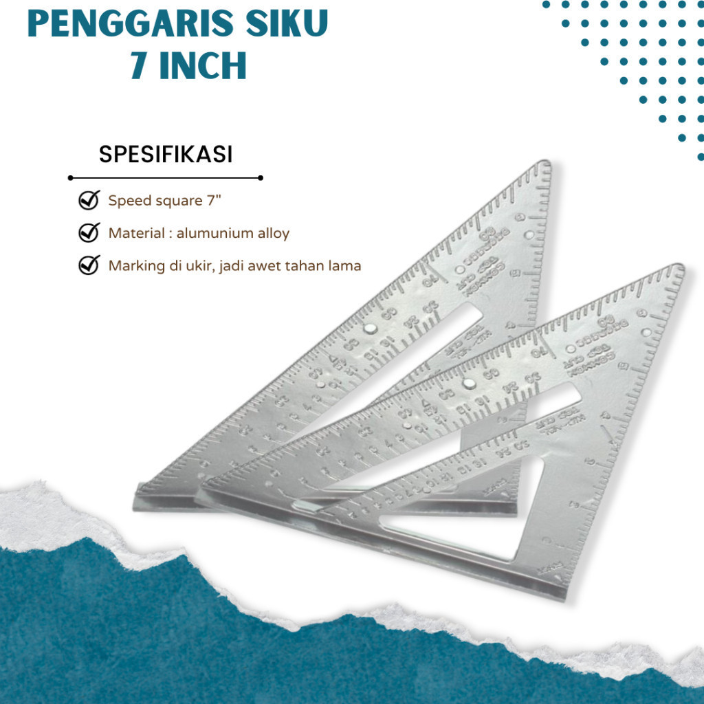 Jual PROMO Penggaris Segitiga Sudut 7" Apeed Square Penggaris Tukang ...