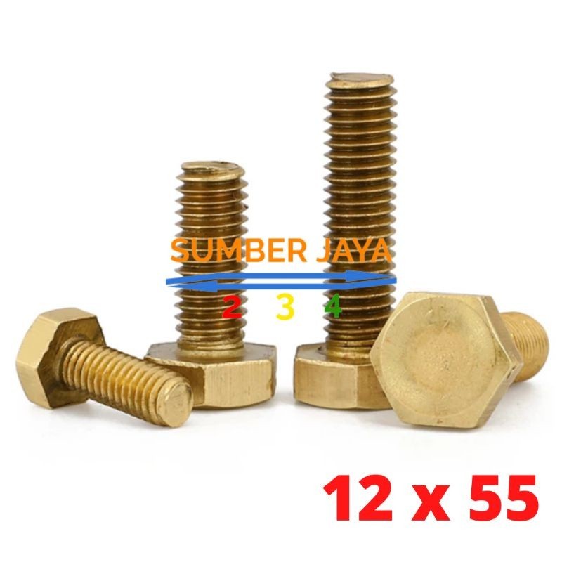 Jual BAUT MUR 12 X 55 KUNING BMK PER 10 PCS | Shopee Indonesia