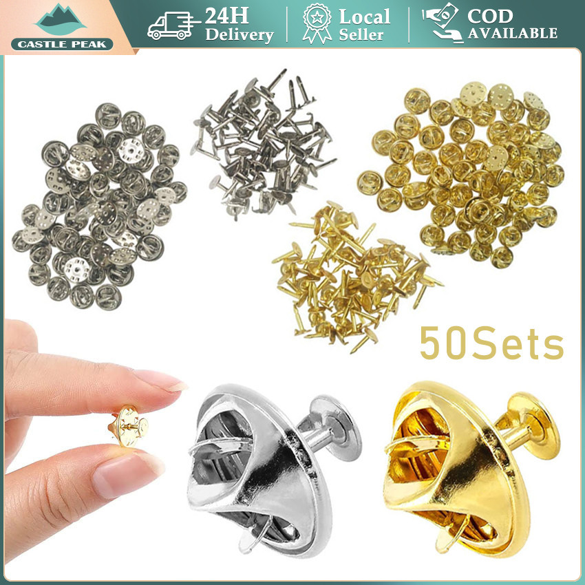 Jual 50Sets Penutup Penjepit Jarum Paku Pin Enamel Gold Butterfly Pin ...