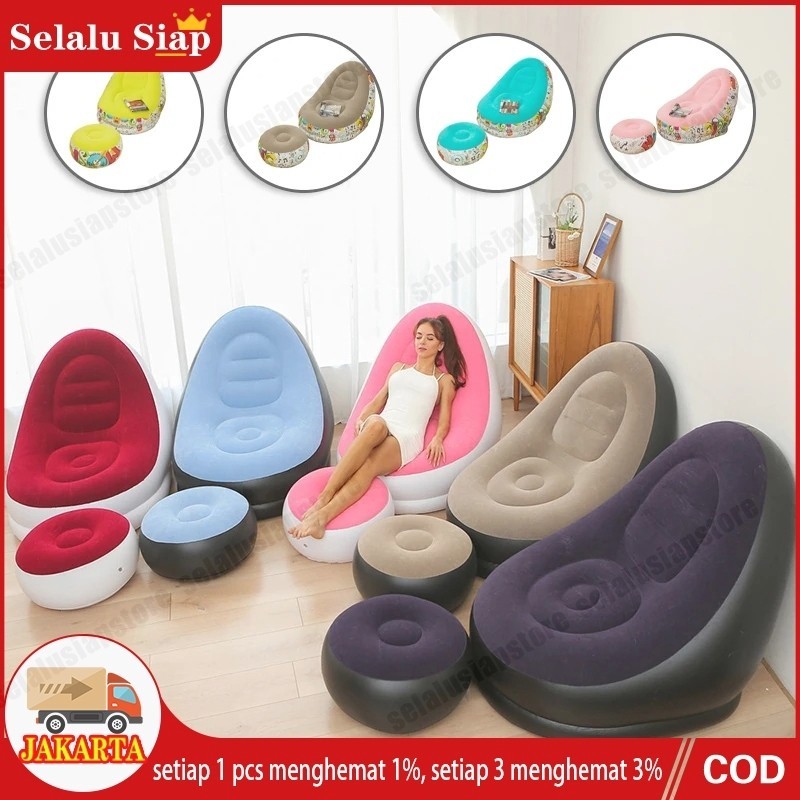 Jual 【FREE POMPA】SOFA ANGIN+SANDARAN BAHAN BULU TIDAK PANAS READY/Sofa ...