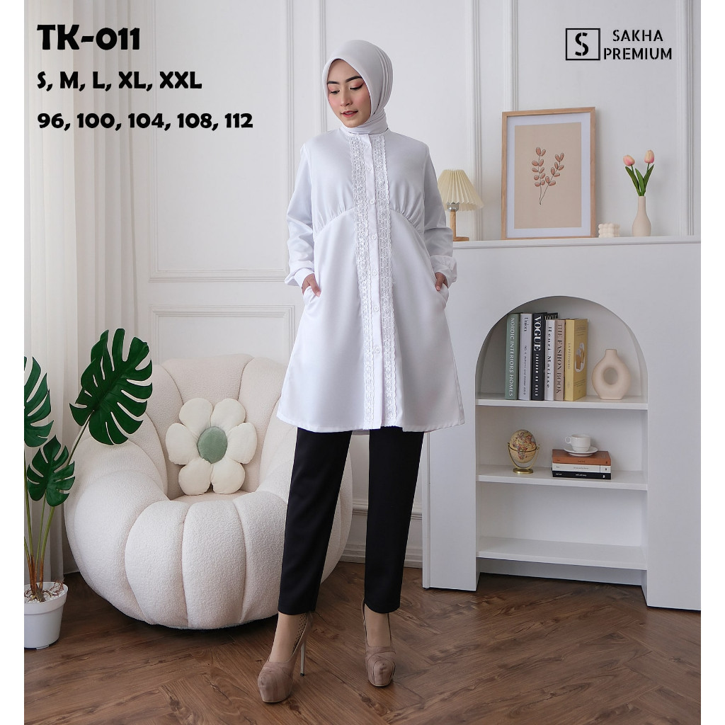 Jual Sakhapremium.id - Tunik Baju putih Tunik Putih Muslim Wanita Atasan Putih Kerja kantor PNS ...