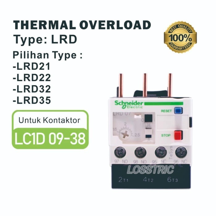 Jual THERMAL OVERLOAD LRD UNTUK KONTAKTOR LC1D-09/12/18/25/32/38.(LRD21 ...