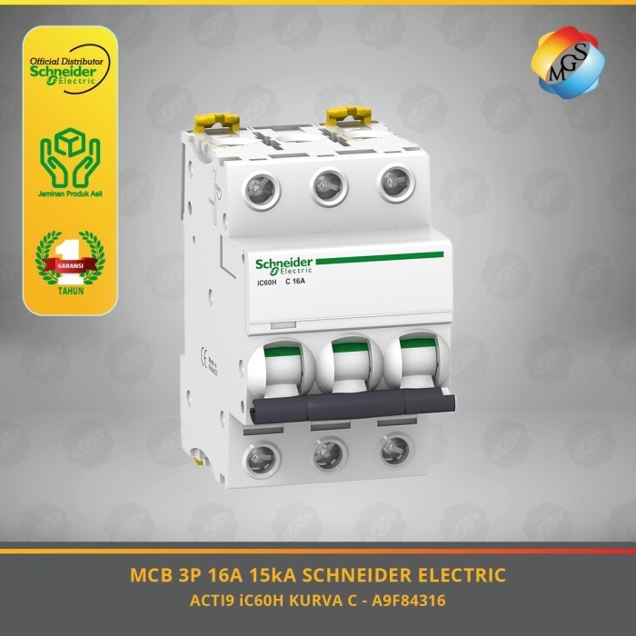 Jual Schneider Electric Mcb Ic60H 3P 16A C - A9F84316 | Shopee Indonesia