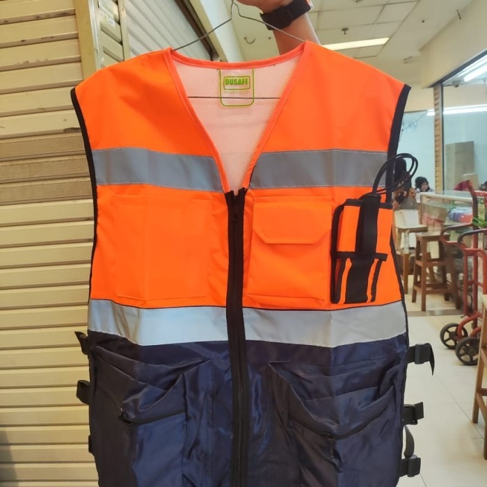 Jual Rompi / Safety Vest DUSAFE Polyester Heavy Duty - Oren stabilo ...