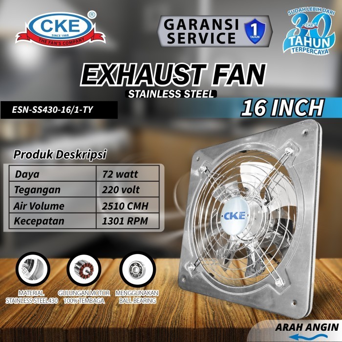 Jual Exhaust Fan Dinding Stainless Steel 16 Inch Kipas Hexos Hisap ...