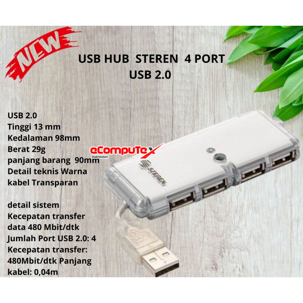Jual STEREN USB HUB 2.0 4 PORT - ORIGINAL - RESMI | Shopee Indonesia