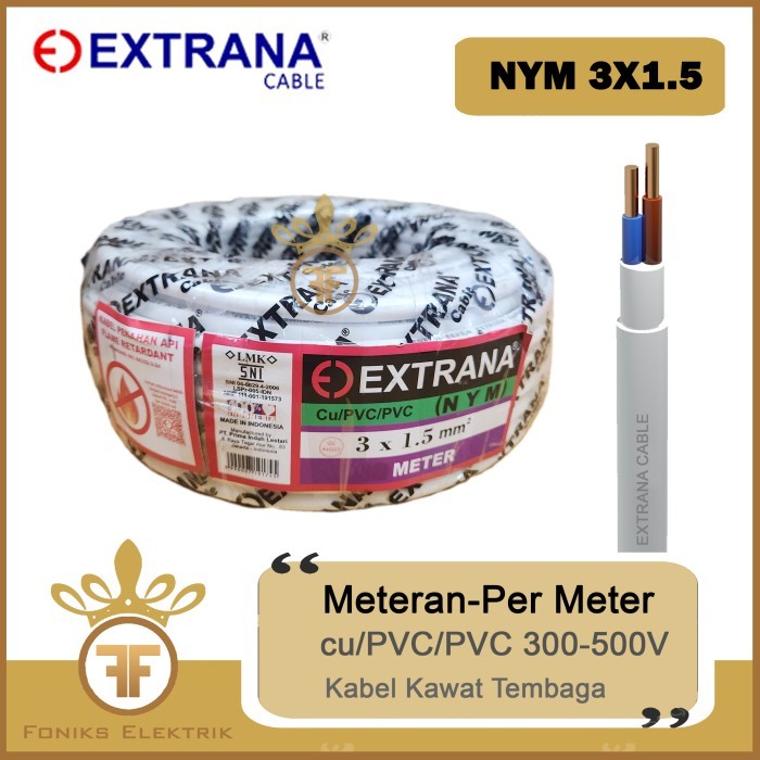 Jual Kabel Listrik EXTRANA NYM 3X1.5 3X1,5 Meteran Per Meter | Shopee Indonesia