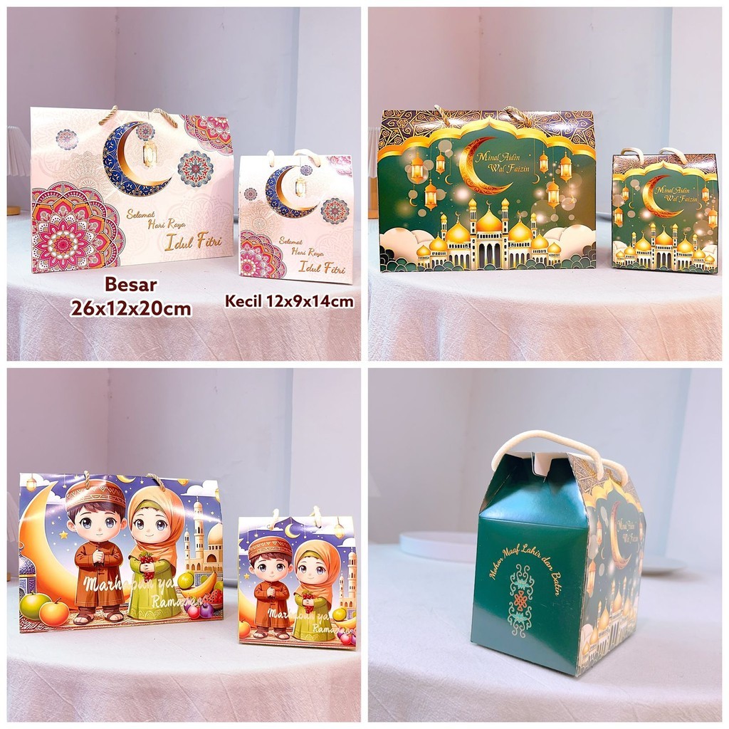 Jual Goodie Bag Lebaran kecil dan besar 26x12x20cm Kotak Lebaran Tas ...