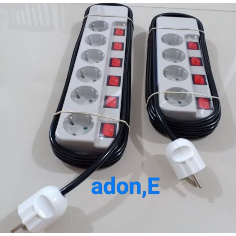 Jual STOP KONTAK UTICON KABEL HITAM ON/OFF 3,4,5,6LUBANG,KABEL 2X0.75 | Shopee Indonesia